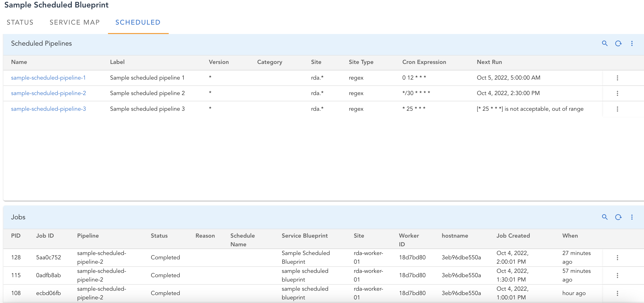 Pipeline Scheduling - RDA Fabric Documentation